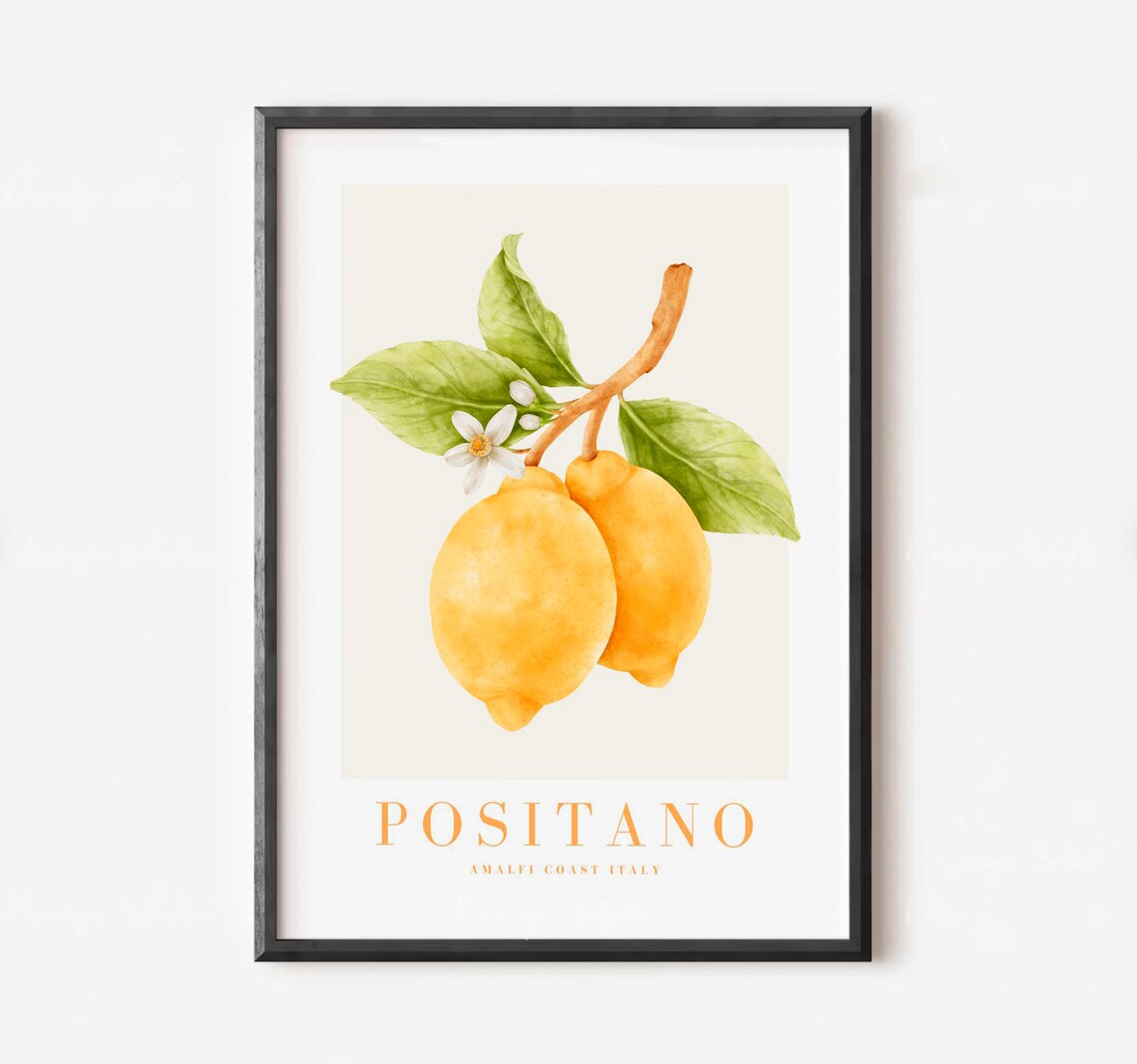 Lemon Print, Set of 2, Lemon Print Wall Art, Citrus Print, Lemon Branch ...