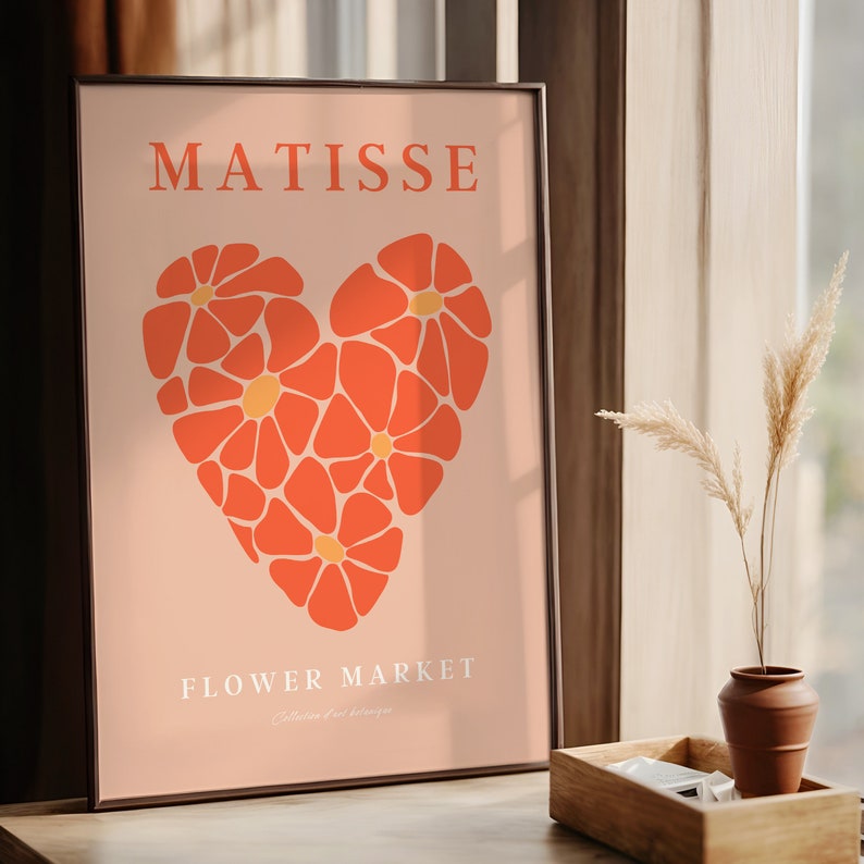 Matisse Heart Print Flower Market Print Framed Wall Art Large Wall Art ...