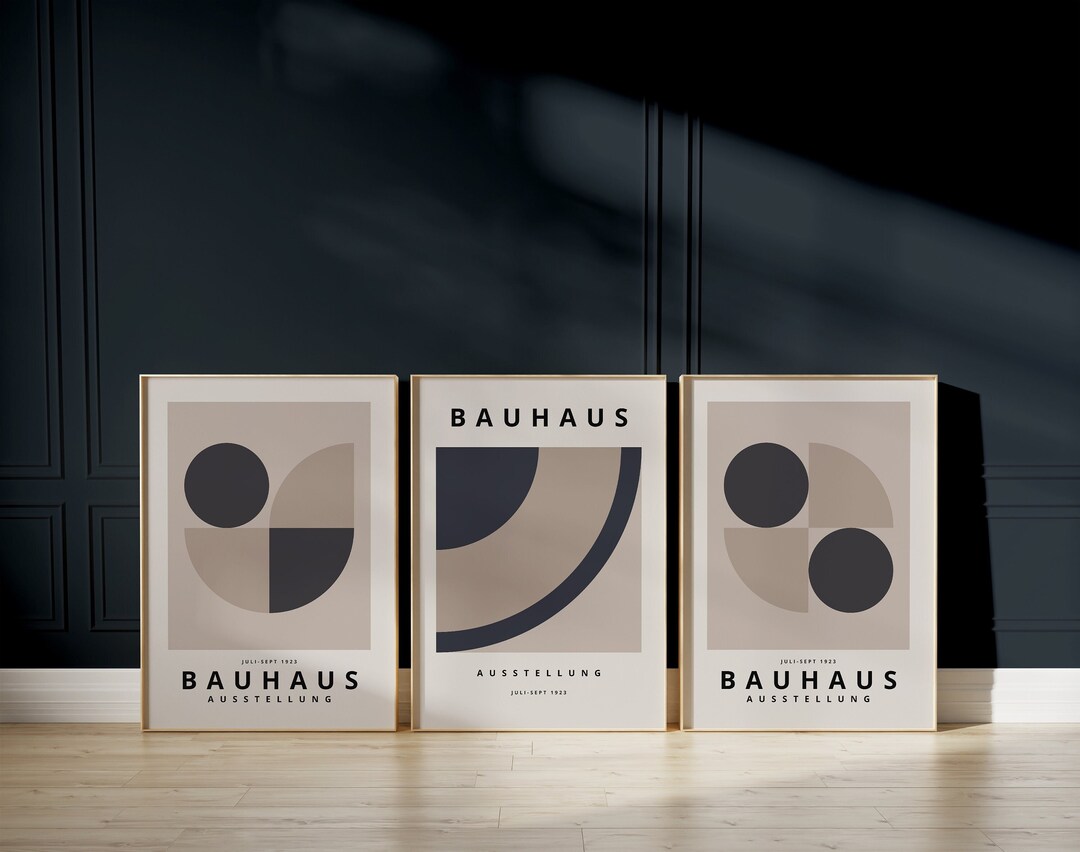 Bauhaus Poster Set 3 Framed Wall Art, Mid Century Modern, Gallery Wall ...