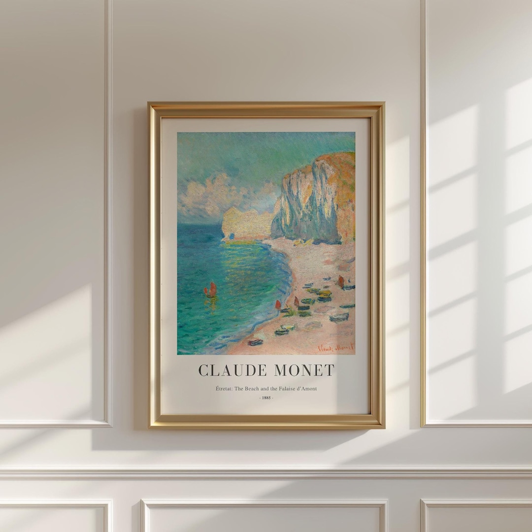 Claude Monet - Étretat: the Beach and the Falaise D’amont 1885 - Framed ...