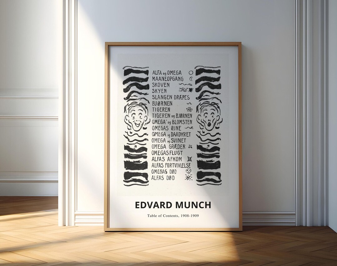 Edvard Munch Print - Table of Contents 1908 - Framed Wall Art - Edvard ...