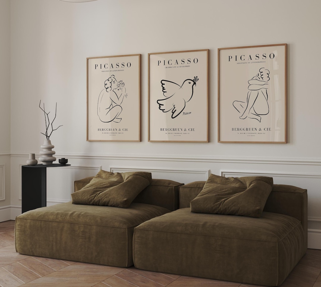 Set of 3 Picasso Print Minimal, Picasso One Line Drawing Set, Picasso ...