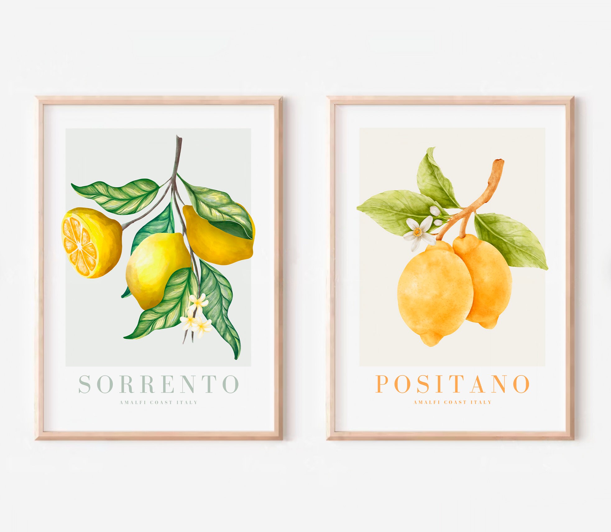 Lemon Print, Set of 2, Lemon Print Wall Art, Citrus Print, Lemon Branch ...