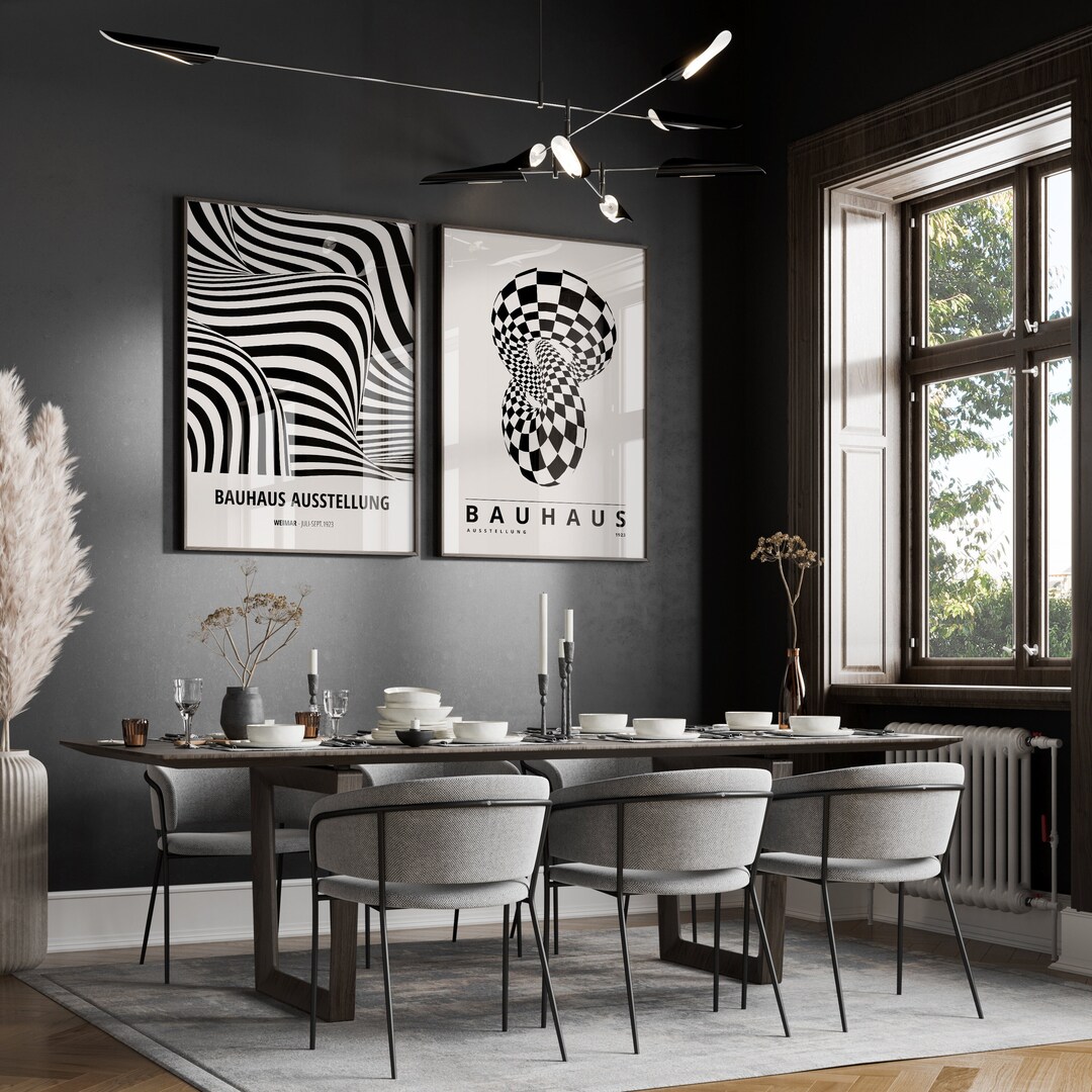 Bauhaus Poster Set 2 Framed Wall Art, Gallery Wall Set, Mid Century ...