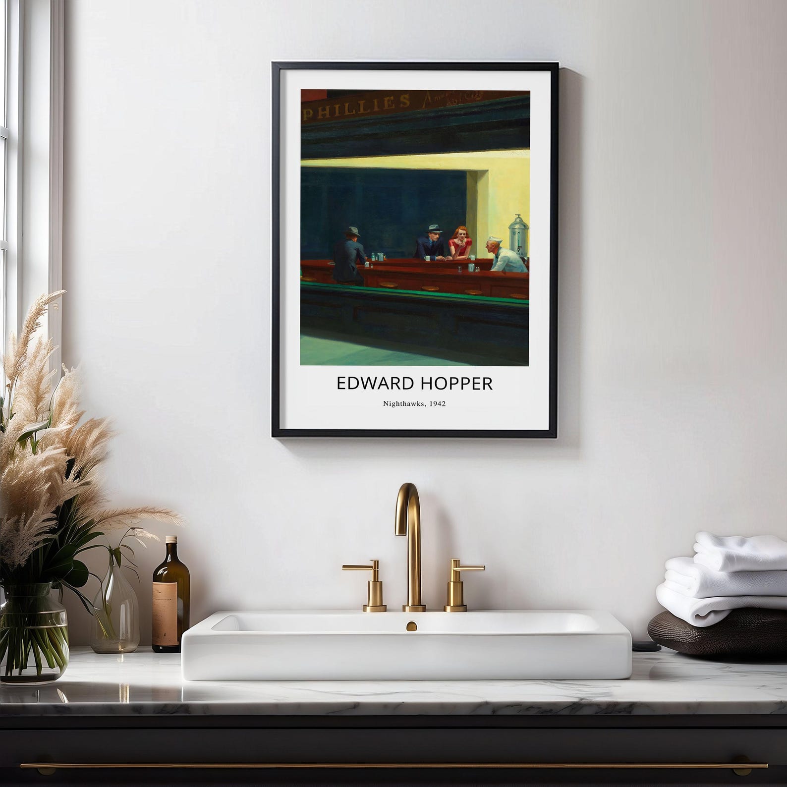 Edward Hopper Nighthawks Print: Vintage Framed Wall Art - Etsy