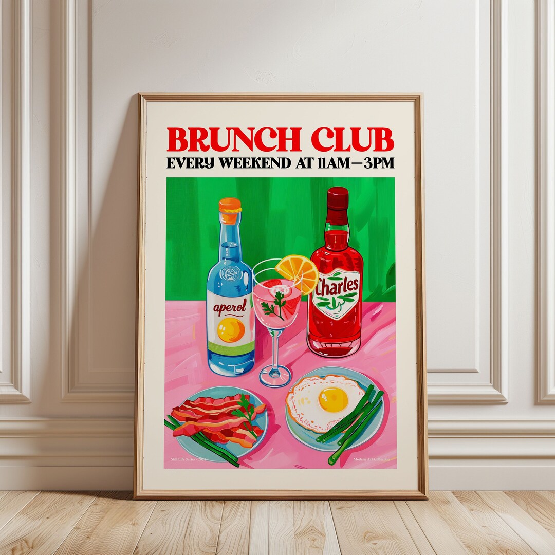 Brunch Club Print - Framed Wall Art - Food Poster - Coffee Wall Art ...