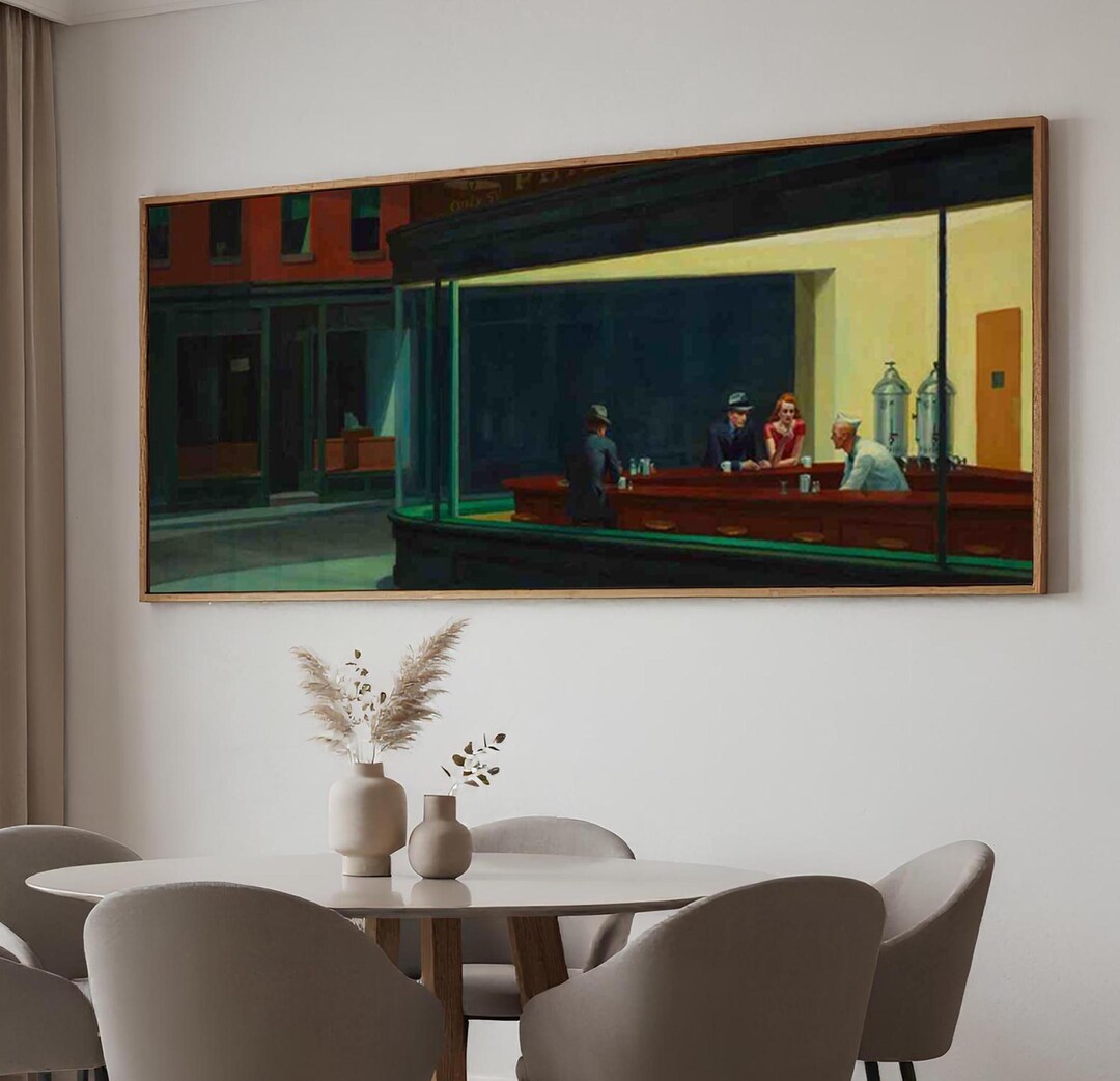Edward Hopper Nighthawks Print: Framed Canvas Wall Art - Etsy UK