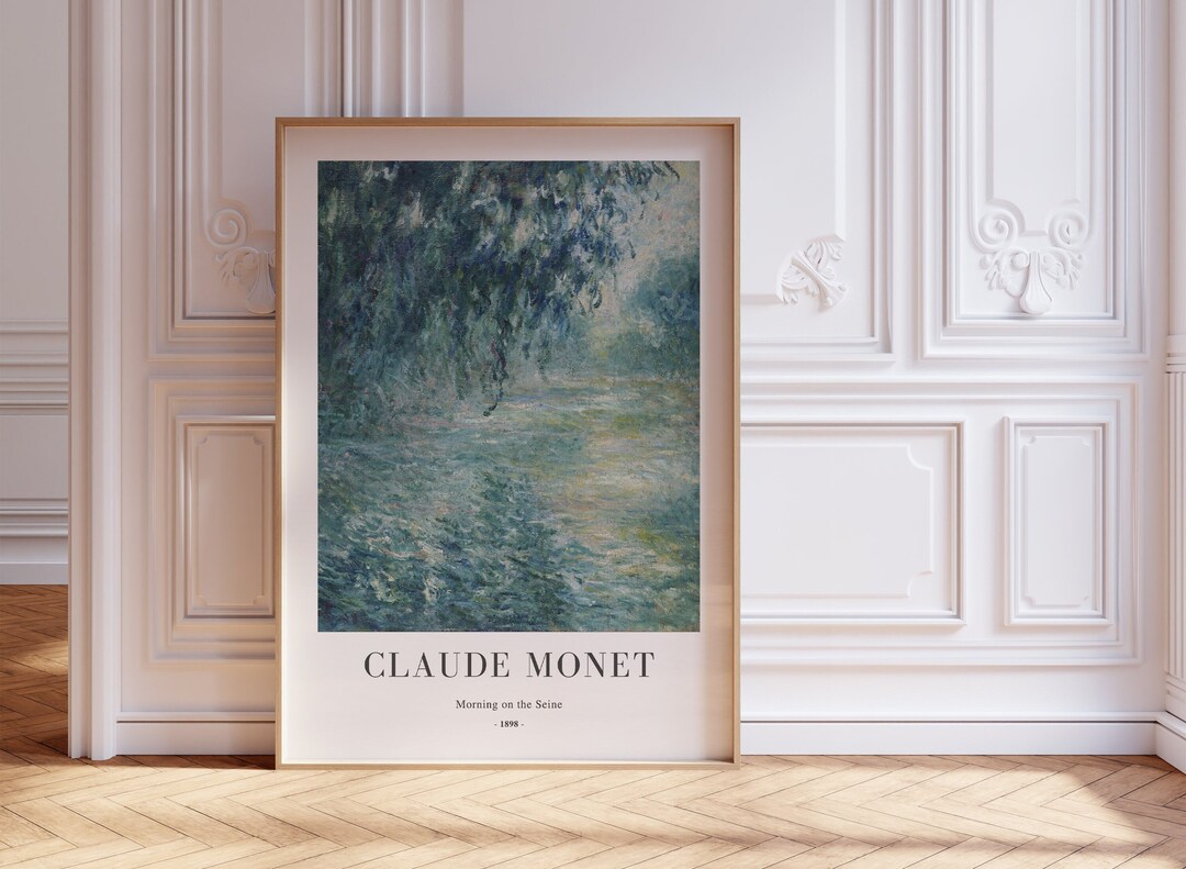 Large Monet Print Framed Wall Art, Vintage Wall Art, Green Nature Oil ...