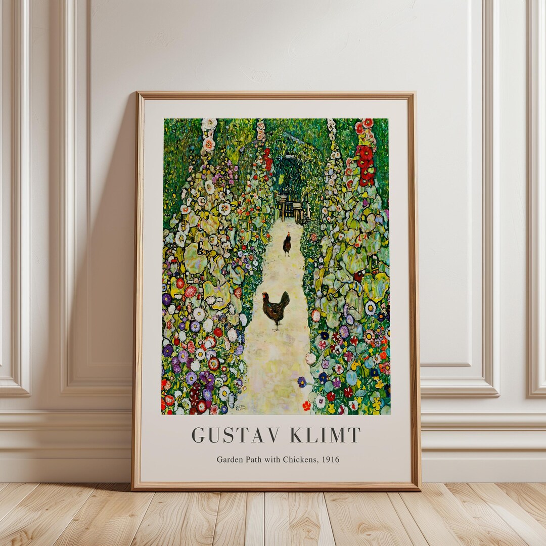 Gustav Klimt Print - Garden Path With Chickens, 1916 - Framed Wall Art ...
