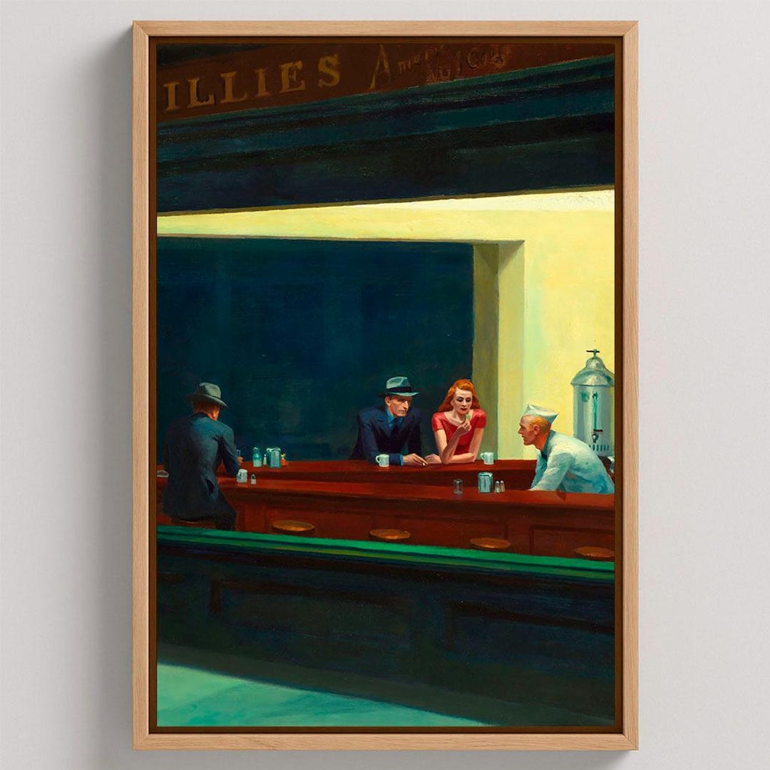 Edward Hopper Nighthawks Print - Framed Canvas Wall Art - Etsy