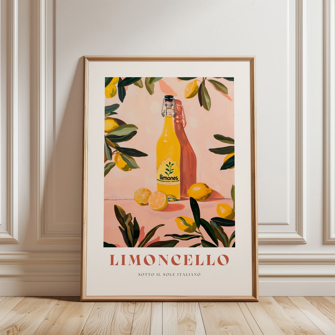 Italian Limoncello Print, Framed Wall Art, Kitchen Art, Drink Poster ...