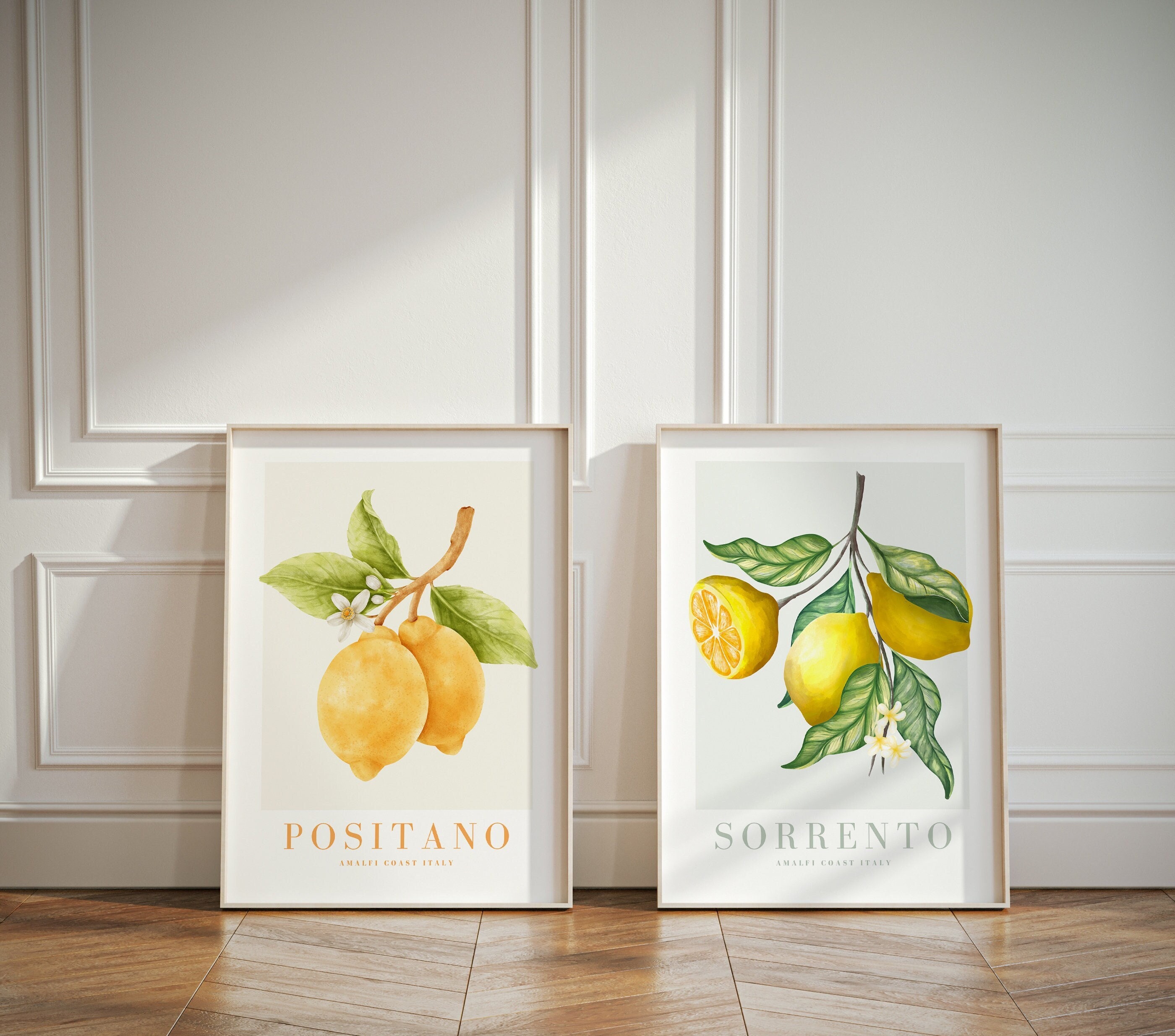 Lemon Print, Set of 2, Lemon Print Wall Art, Citrus Print, Lemon Branch ...