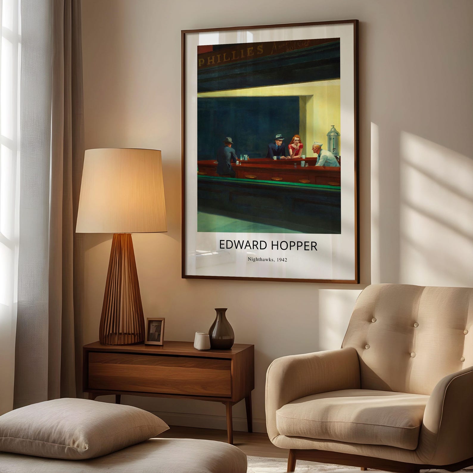 Edward Hopper Nighthawks Print: Vintage Framed Wall Art - Etsy
