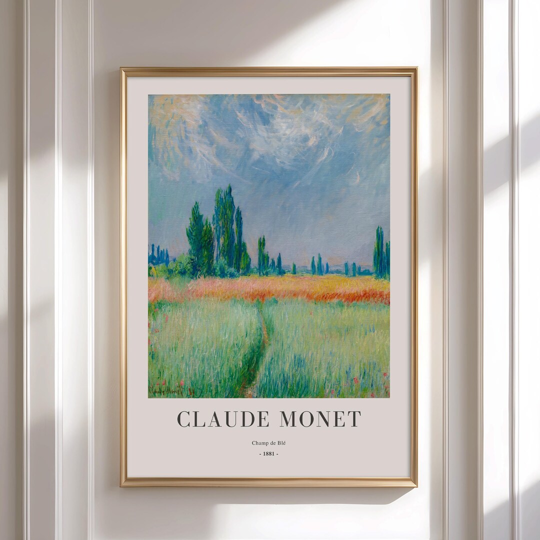 Claude Monet Wheat Field Art Print: Framed Rustic Farmhouse Landscape ...