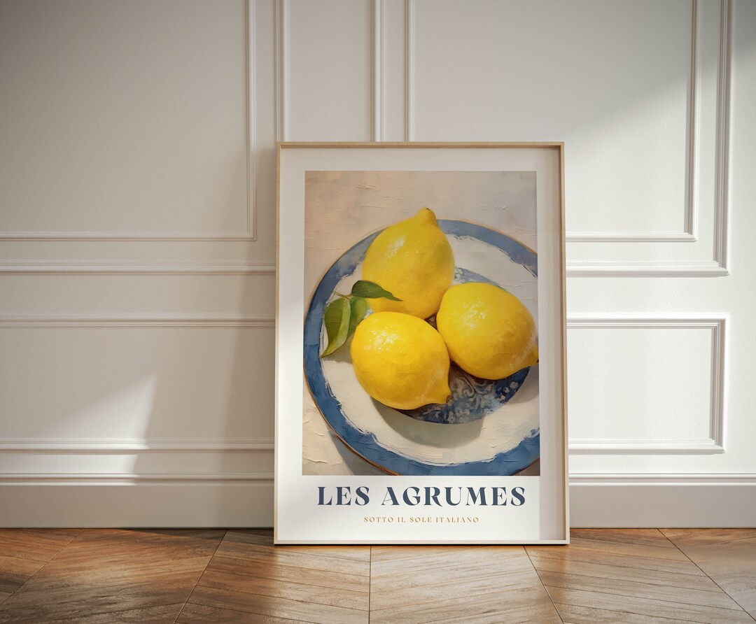 Italian Lemon Print: Watercolor Citrus Painting, Framed Wall Art - Etsy