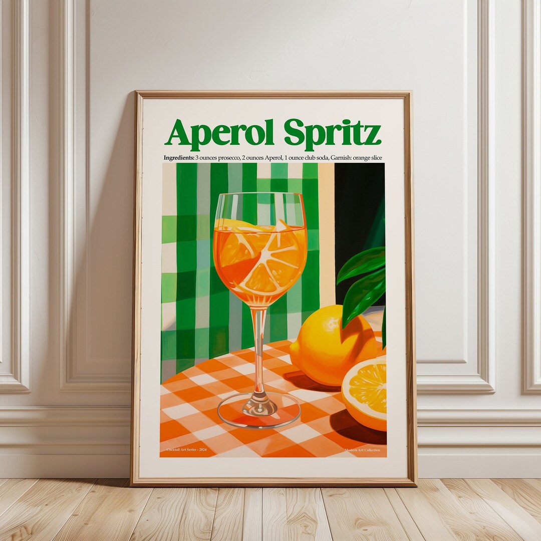 Buy Aperol Spritz Print: Bar Cart Cocktail Recipe Poster Online in ...