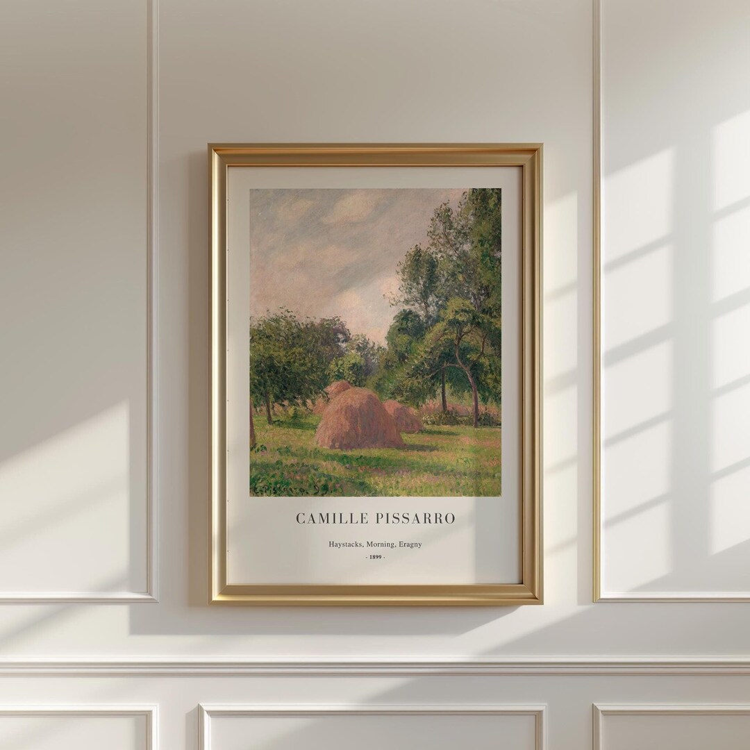 Camille Pissarro - Haystacks, Morning, Eragny 1899 - Framed Wall Art ...