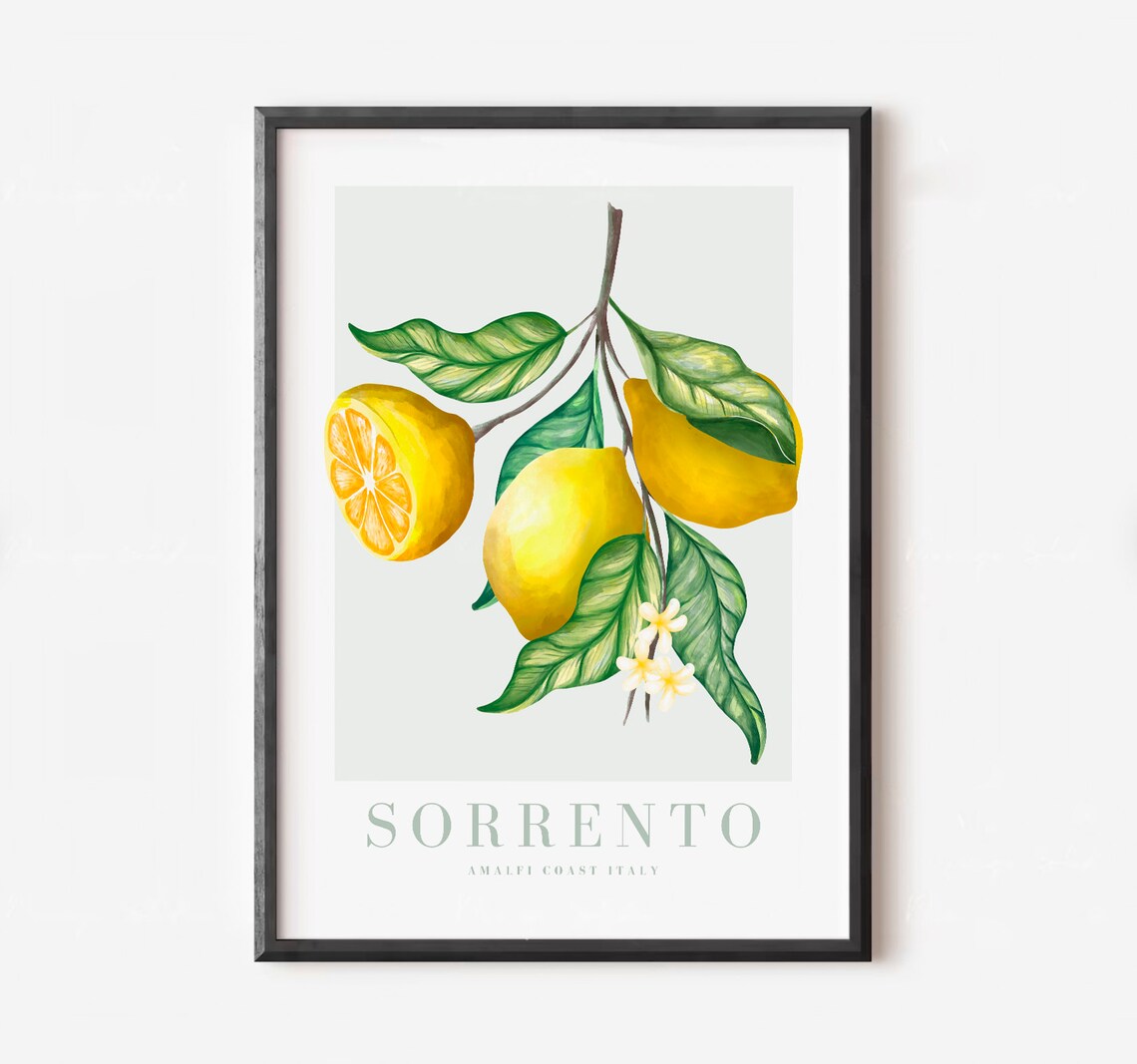 Lemon Print, Set of 2, Lemon Print Wall Art, Citrus Print, Lemon Branch ...