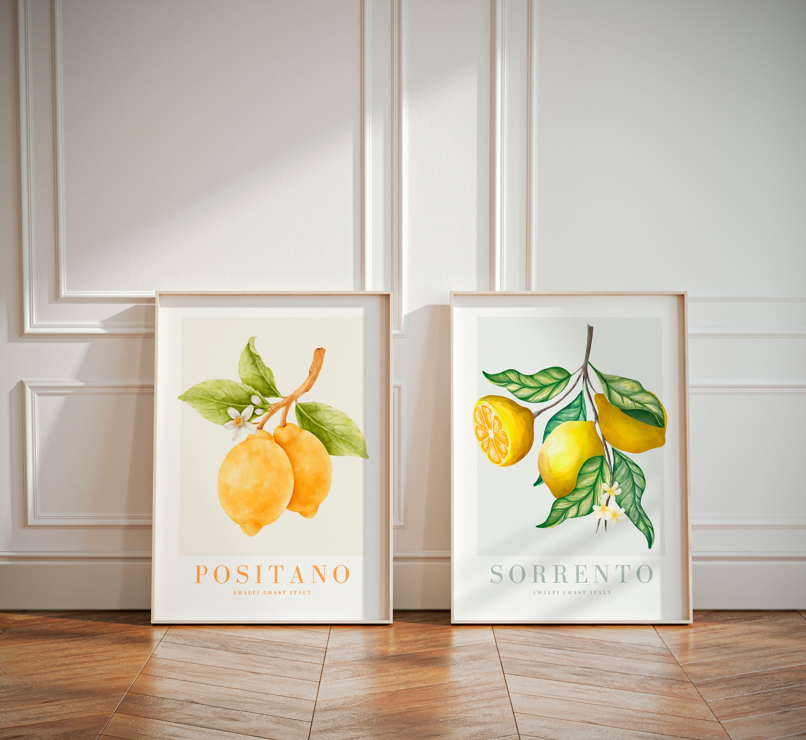 Lemon Print, Set of 2, Lemon Print Wall Art, Citrus Print, Lemon Branch ...