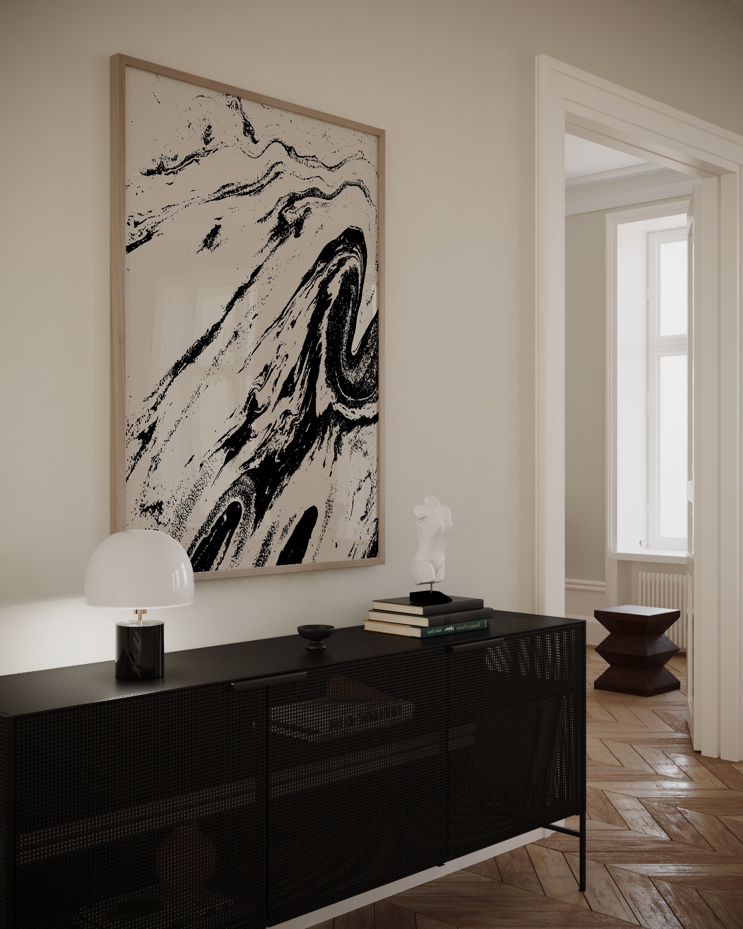 Black Abstract Art Prints Set of 2 Abstract Wall Set Modern - Etsy