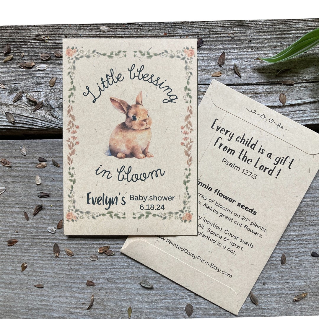 10 Pack CHRISTIAN Baby Shower Seed Packet Favors With Bible Verse Seeds ...