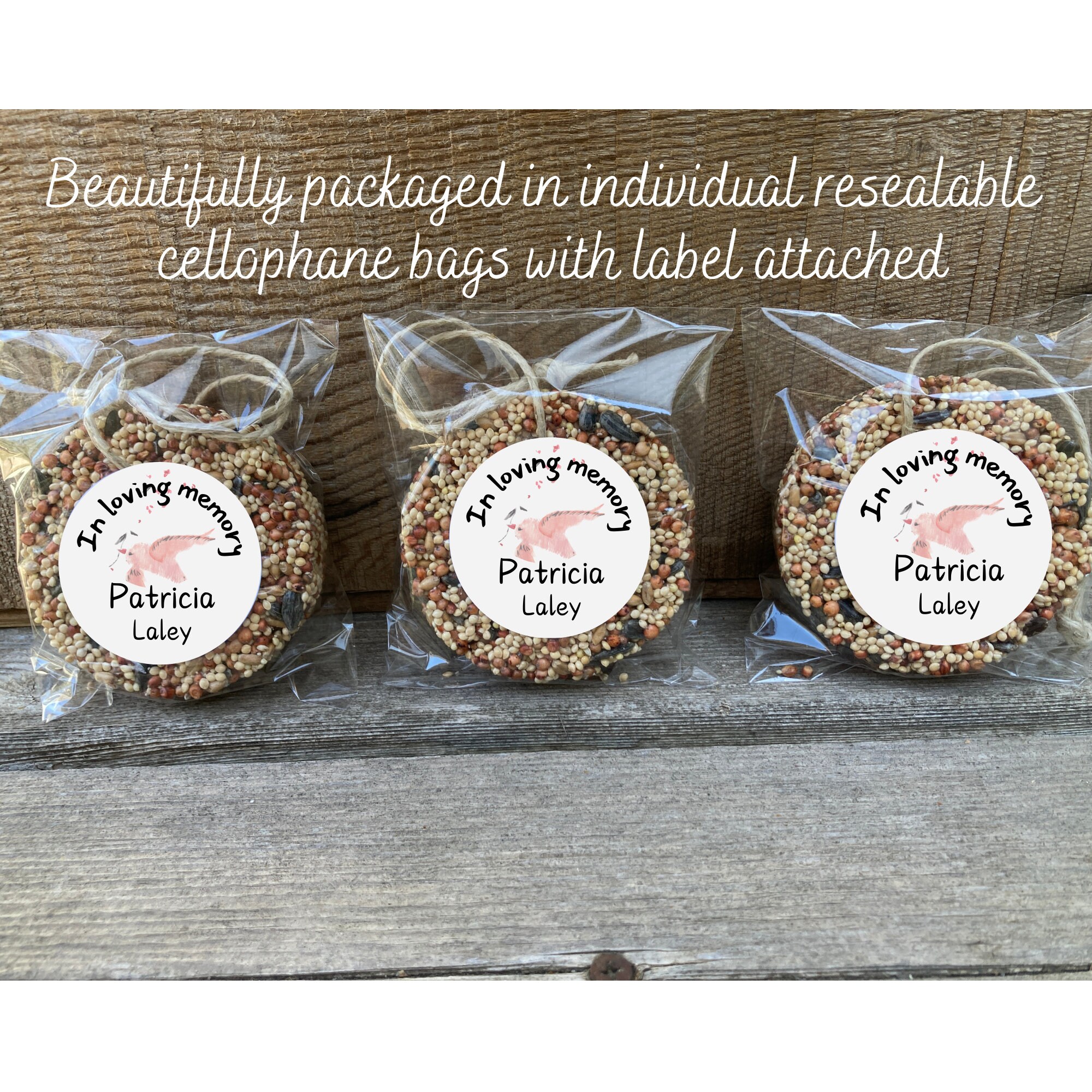 12 Memorial Favors Bird Seed Cakes Celebration of Life Favor Gifts ...
