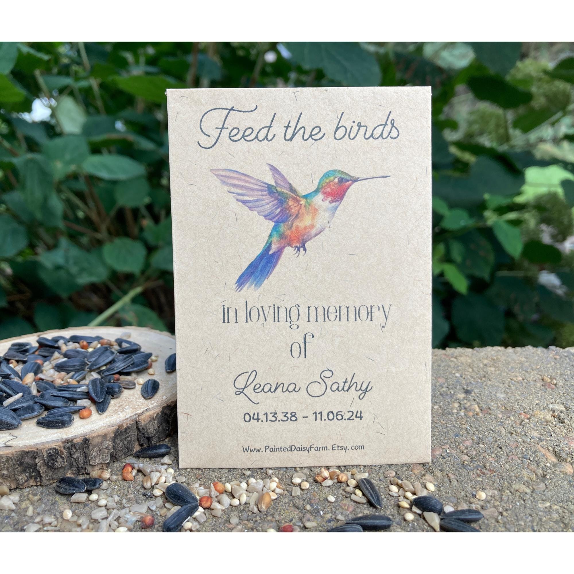 10 Memorial Favor Bird Seed Packets Personalized Bird Seed Funeral Gift ...