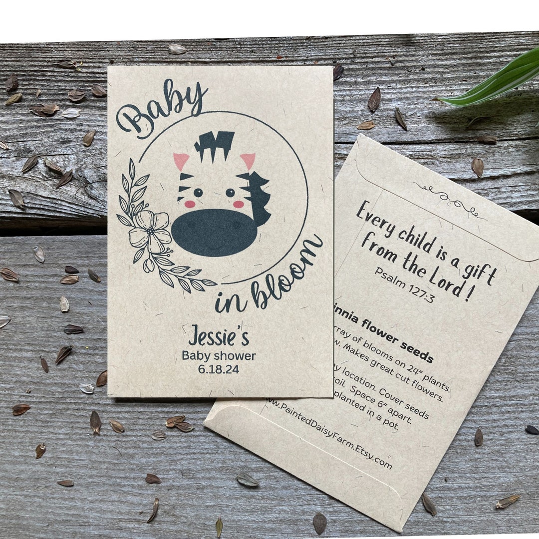 10 Pack CHRISTIAN Baby Shower Seed Packet Favors With Bible Verse Seeds ...
