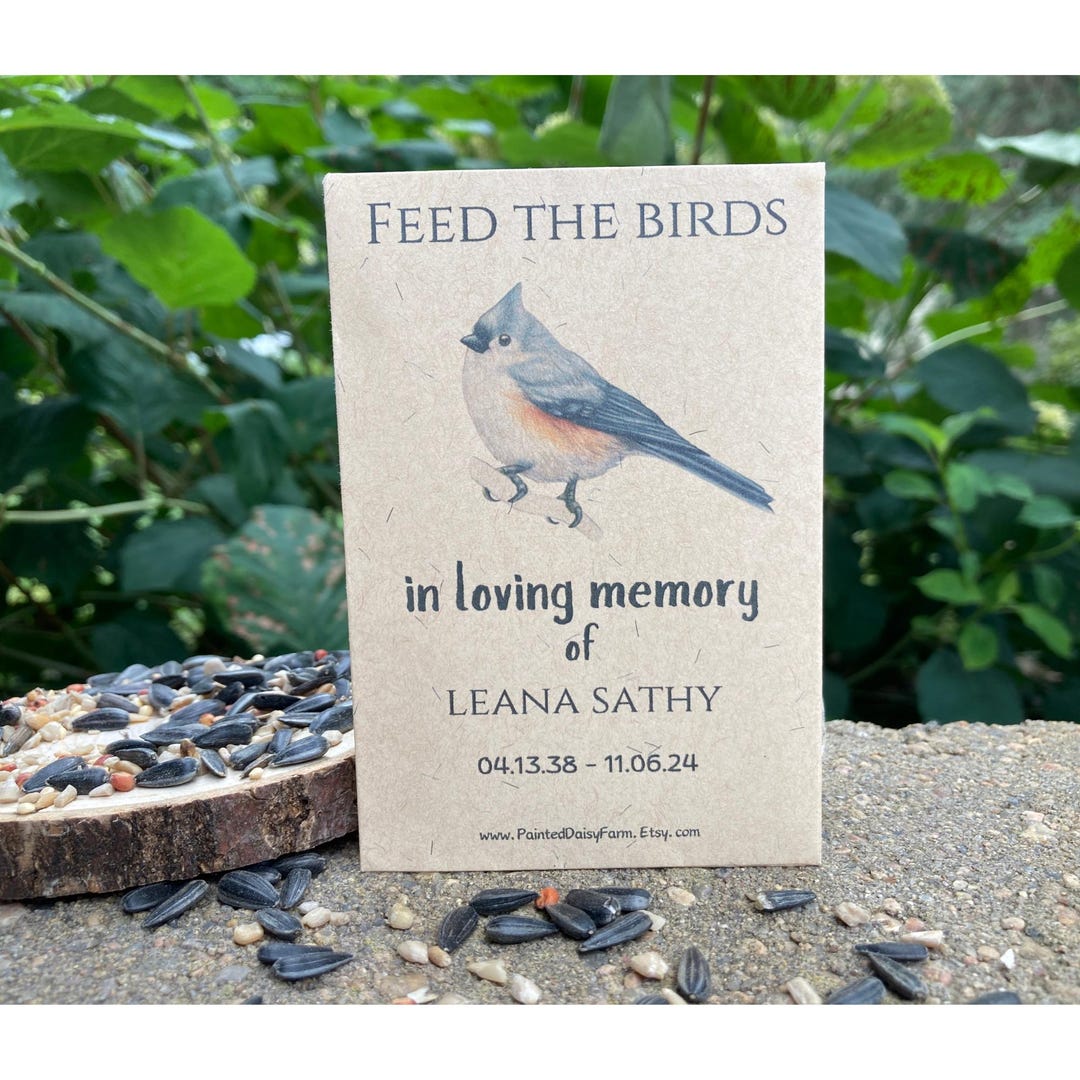 10 Memorial Favors Bird Seed Packet Personalized Bird Seed Funeral Gift ...