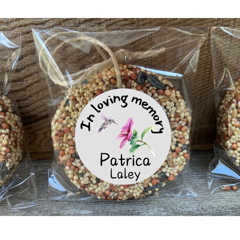 12 Custom Memorial Favors Bird Seed Cakes Celebration of Life Favor ...