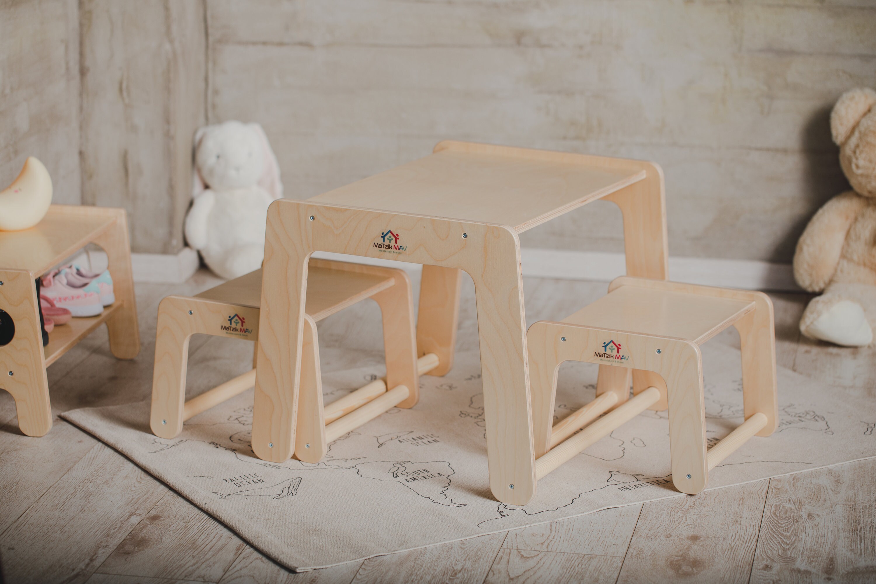Montessori Table and Stools - Preschool Learning Furniture - Etsy
