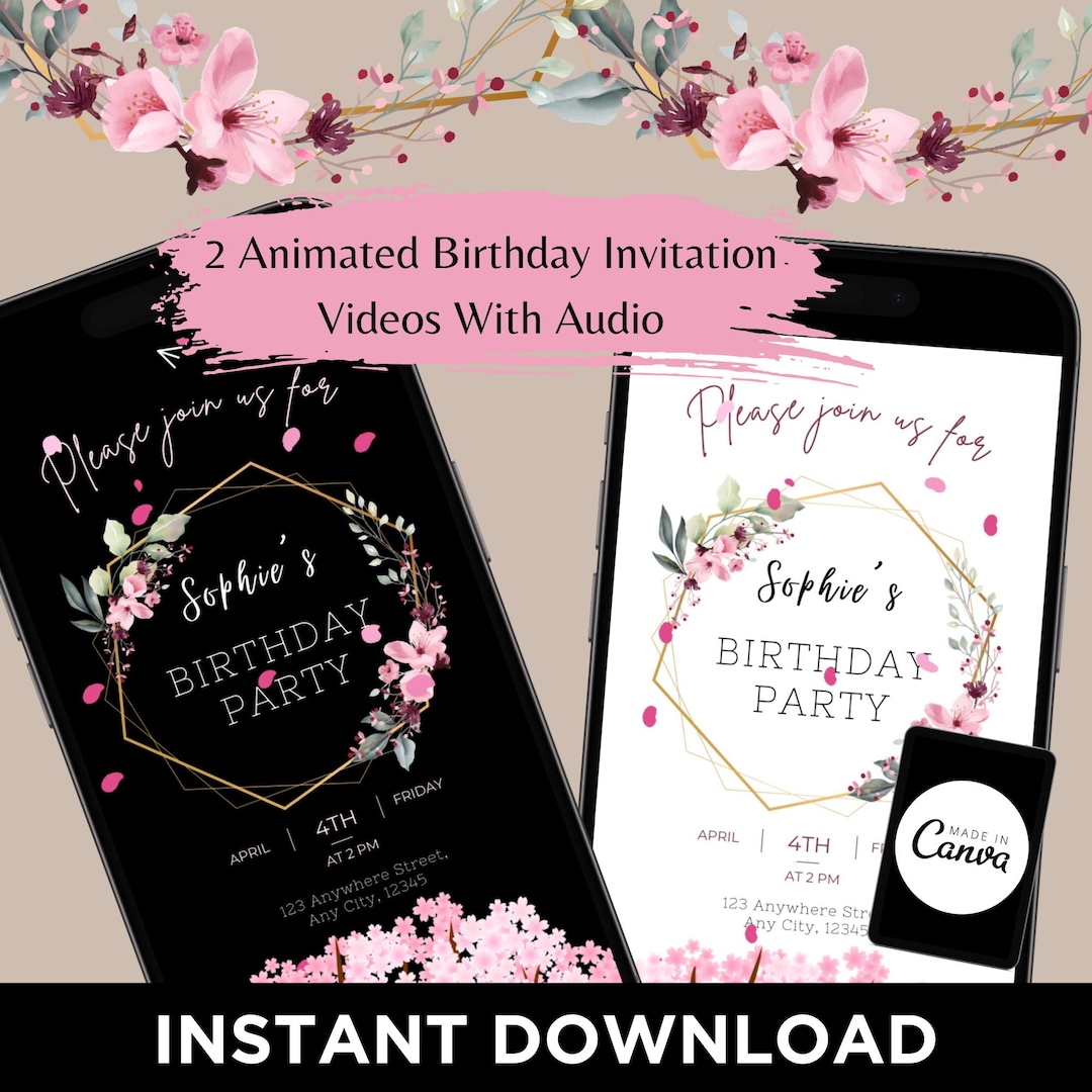 Editable Animated Birthday Invitation Video, Personalized Digital Party ...