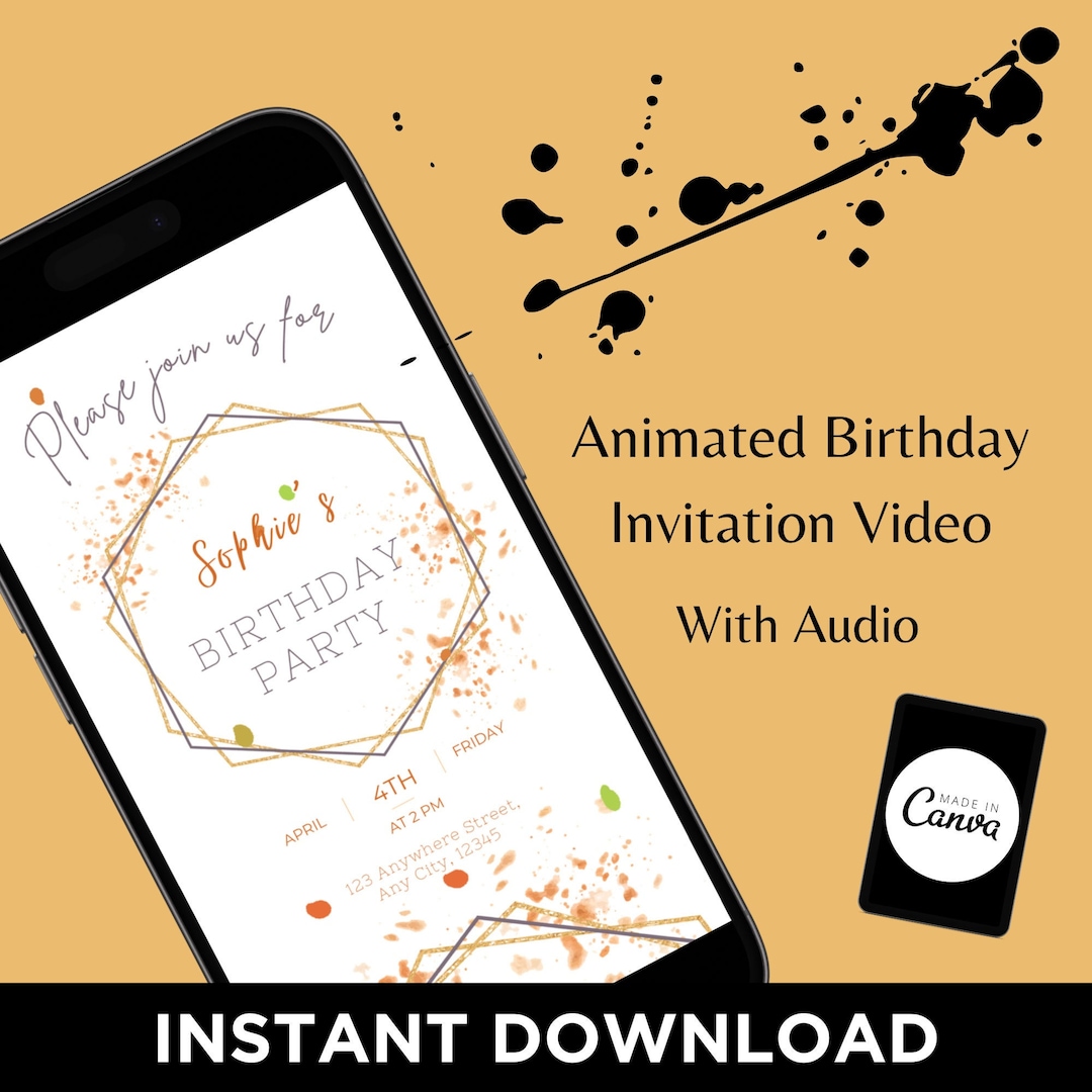 Editable Animated Birthday Invitation Video, Personalized Digital Party ...