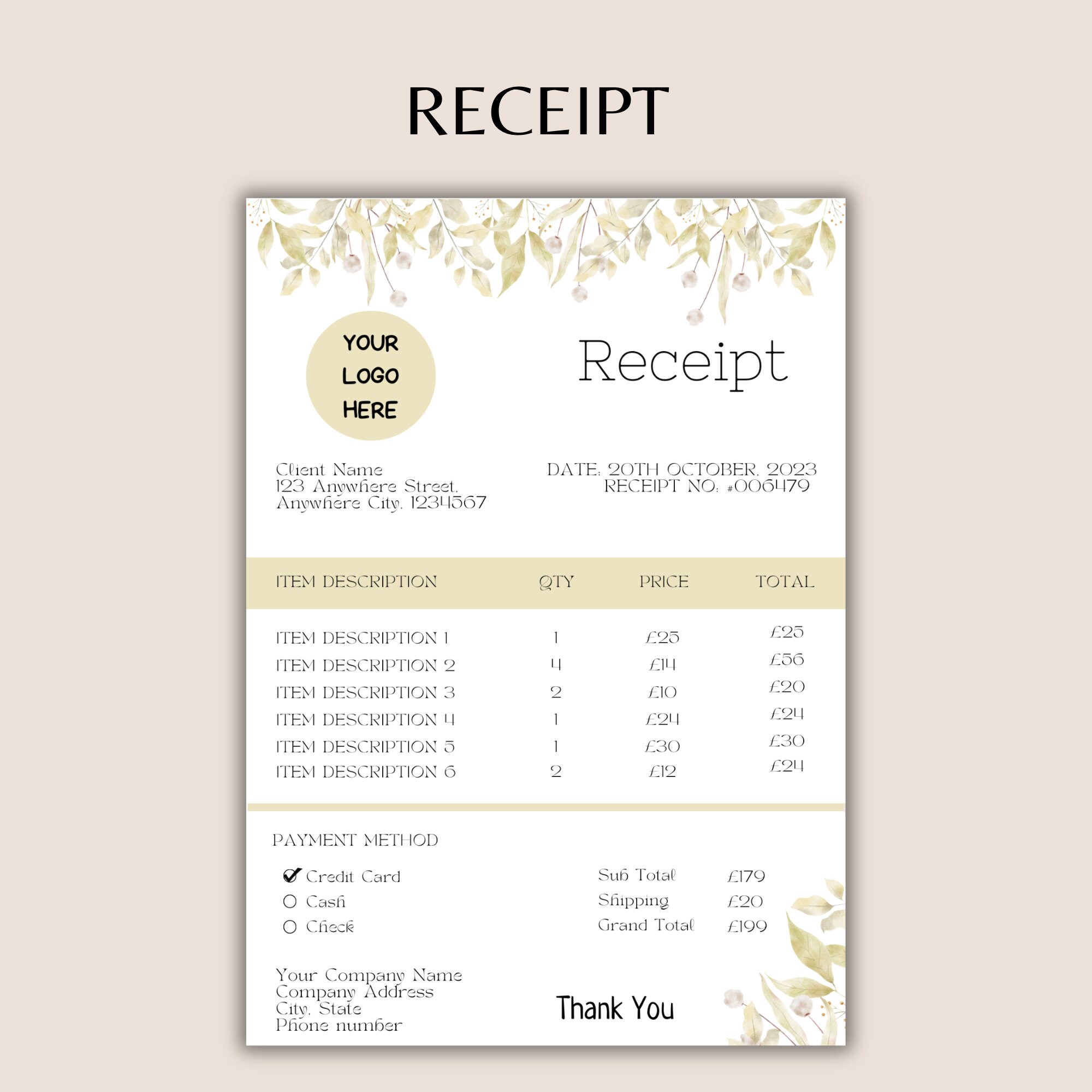 Editable Receipt & Invoice Canva Small Business Solution - Etsy