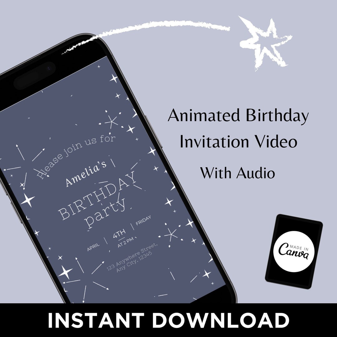 Editable Animated Birthday Invitation Video, Personalized Digital Party ...