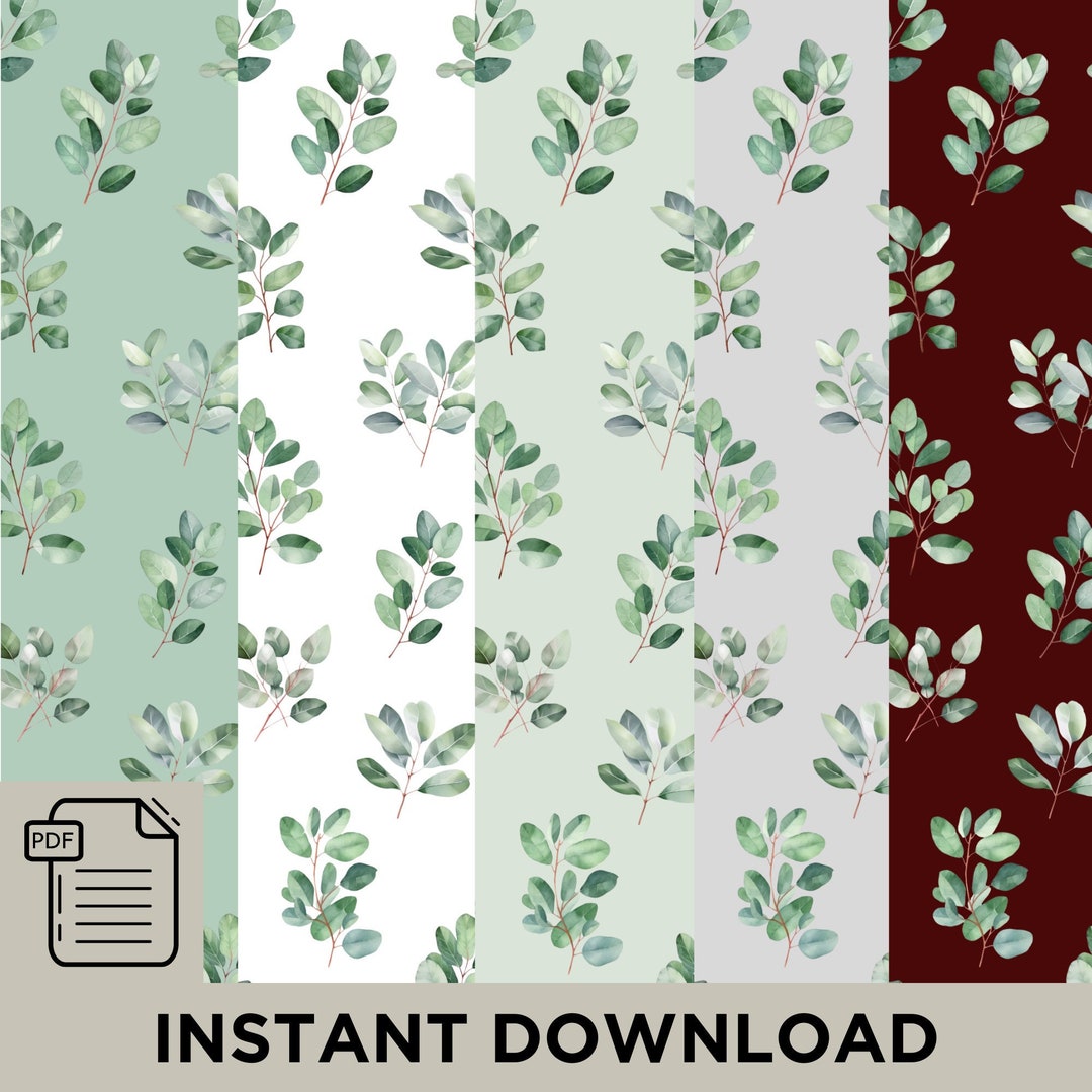 Watercolor Eucalyptus Digital Paper, Greenery Pattern, Digital Download ...