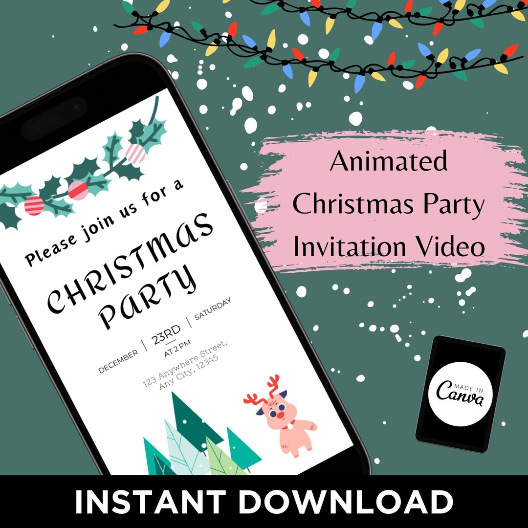 Animated Christmas Party Invitation Video, Holiday Invite, Instant ...