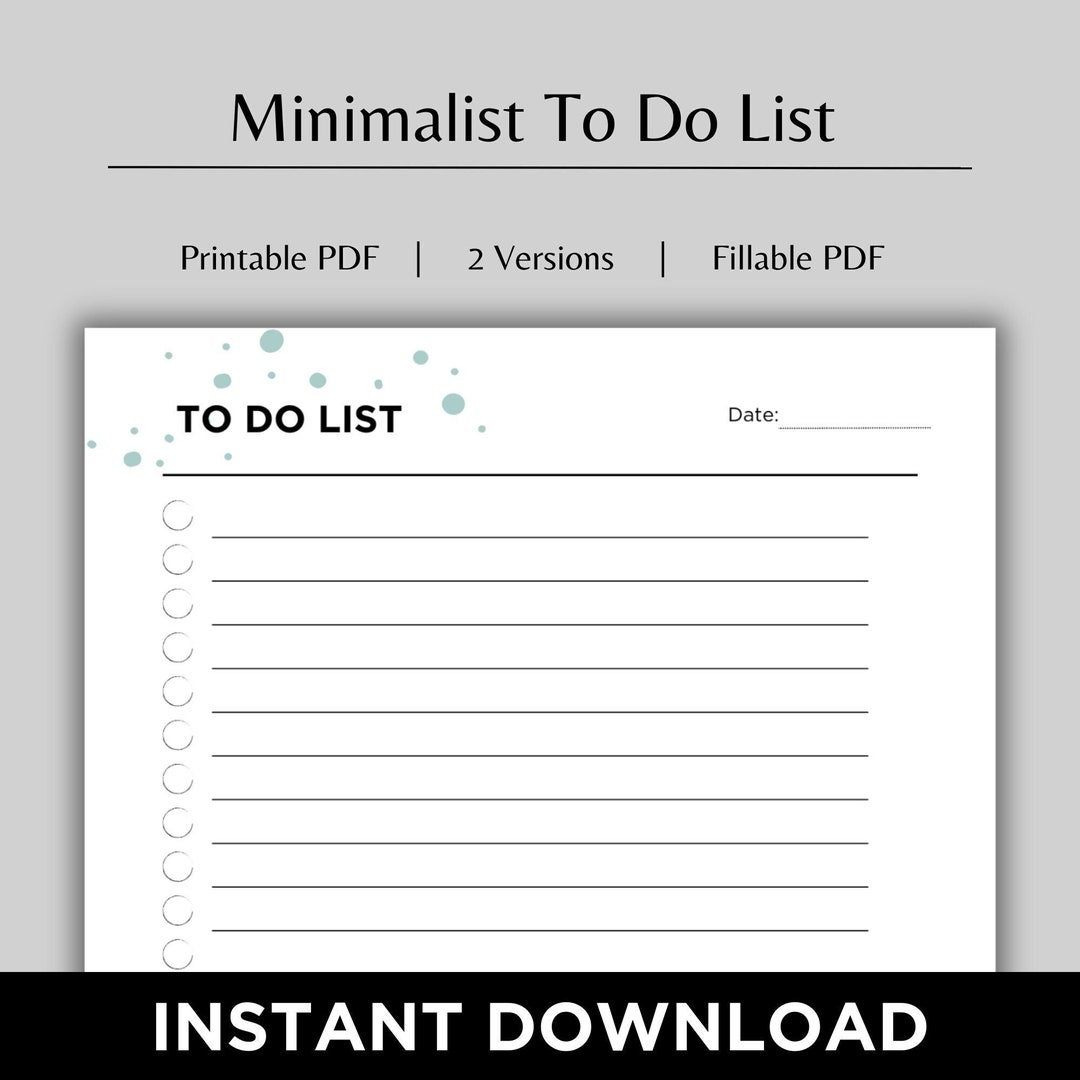 Simple to Do List Minimal Task Planner Printable PDF - Etsy