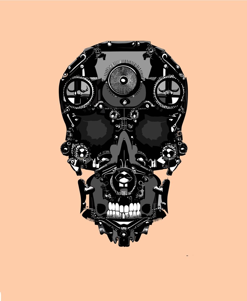 Skull Vector Svg Mechanical Skull PNG Steampunk Skull - Etsy UK