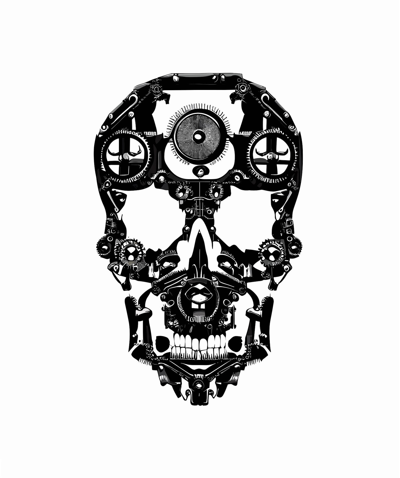Skull Vector Svg Mechanical Skull PNG Steampunk Skull Sublimation ...