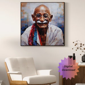 Gandhi in Color, Watercolor Style Digital Art - Etsy