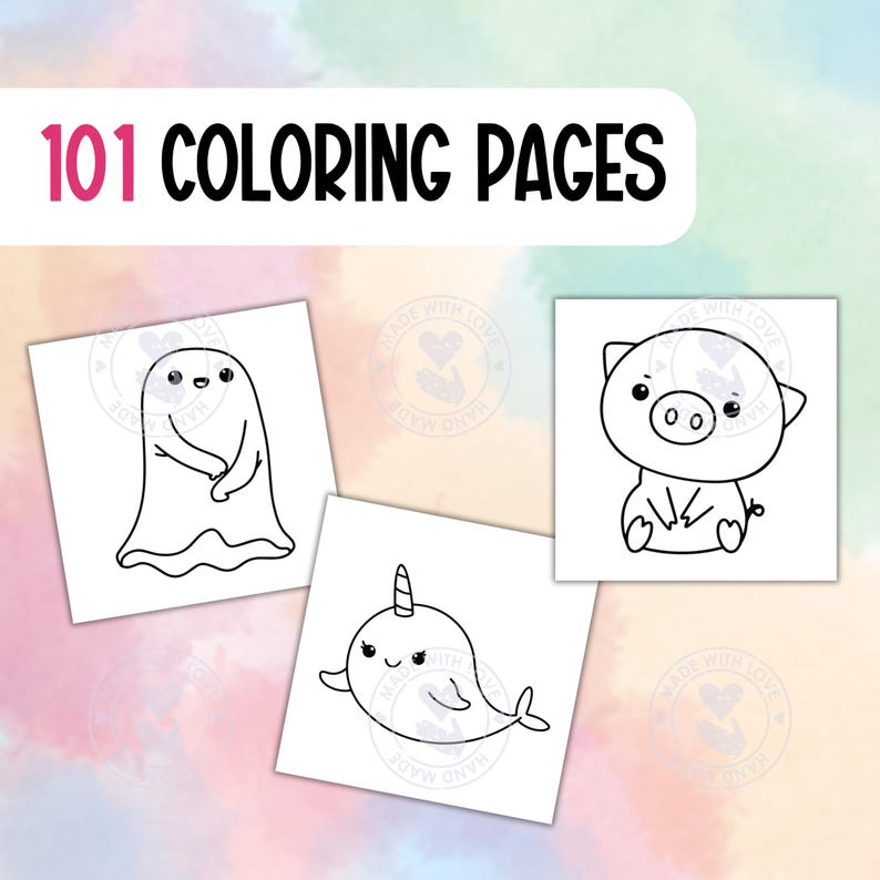 Simple and Easy Cute Stuff Coloring Book, 101 Printable Kawaii Coloring ...