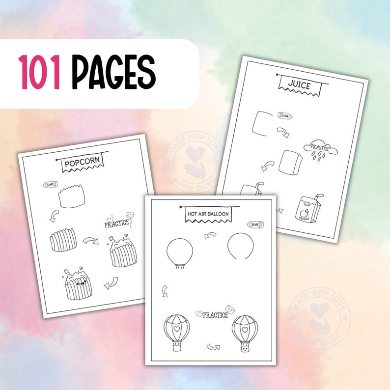 How to Draw Cute Stuff Coloring Book, 101 Printable Kawaii Drawing ...