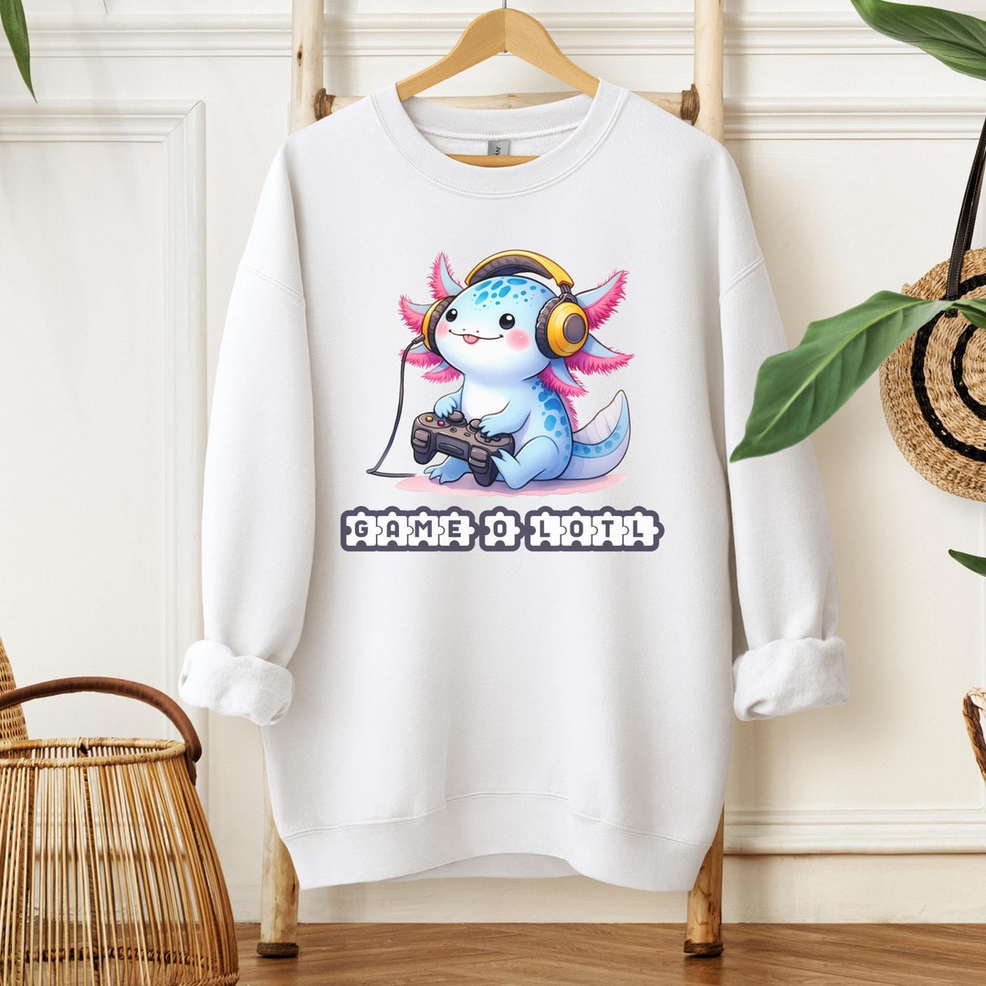 Funny Axolotl Gaming Shirt, Anime Video Game Lover Sweatshirt, Gamer ...