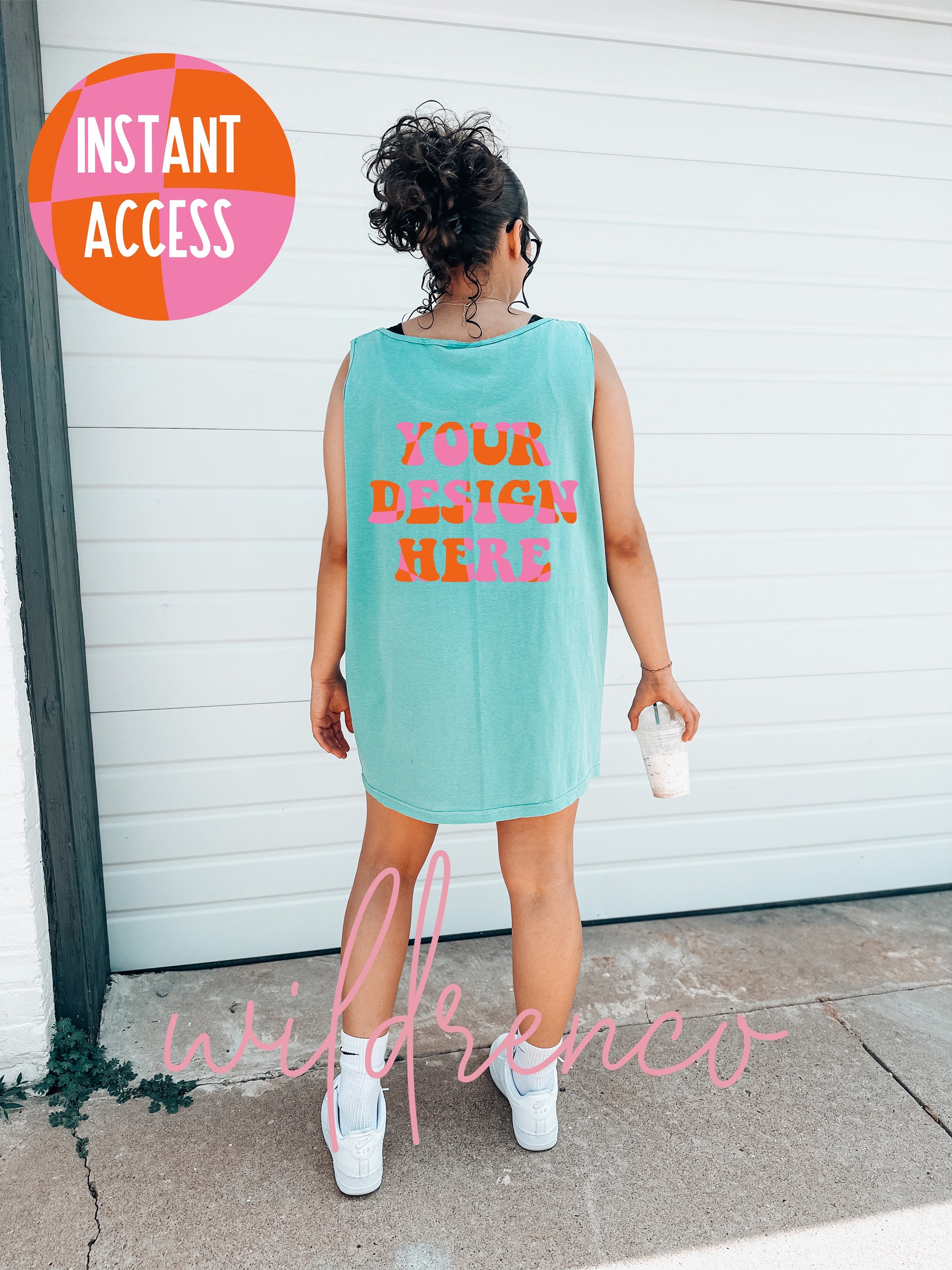 Comfort Colors Tank C9360 Seafoam Mockup Oversized Seafoam Back of Tank ...