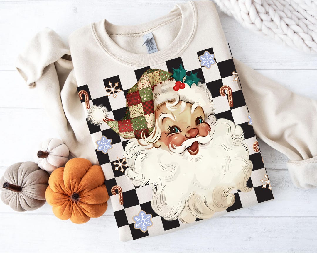 Checkered Santa Claus Png, Retro Santa PNG, Merry Christmas Png, Retro ...