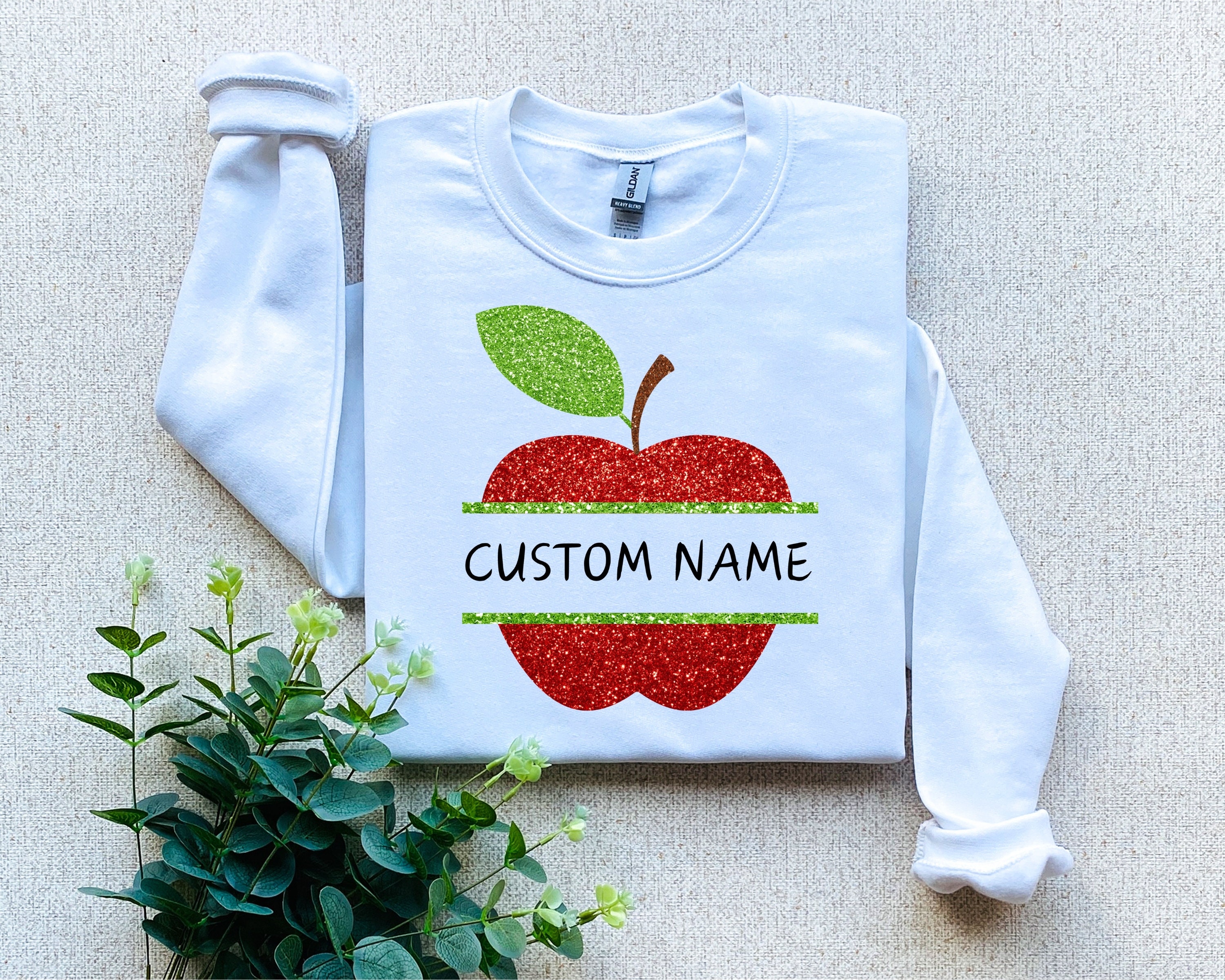 Glitter Apple Name Frame Png, Custom Teacher Png, Personalized Back to ...