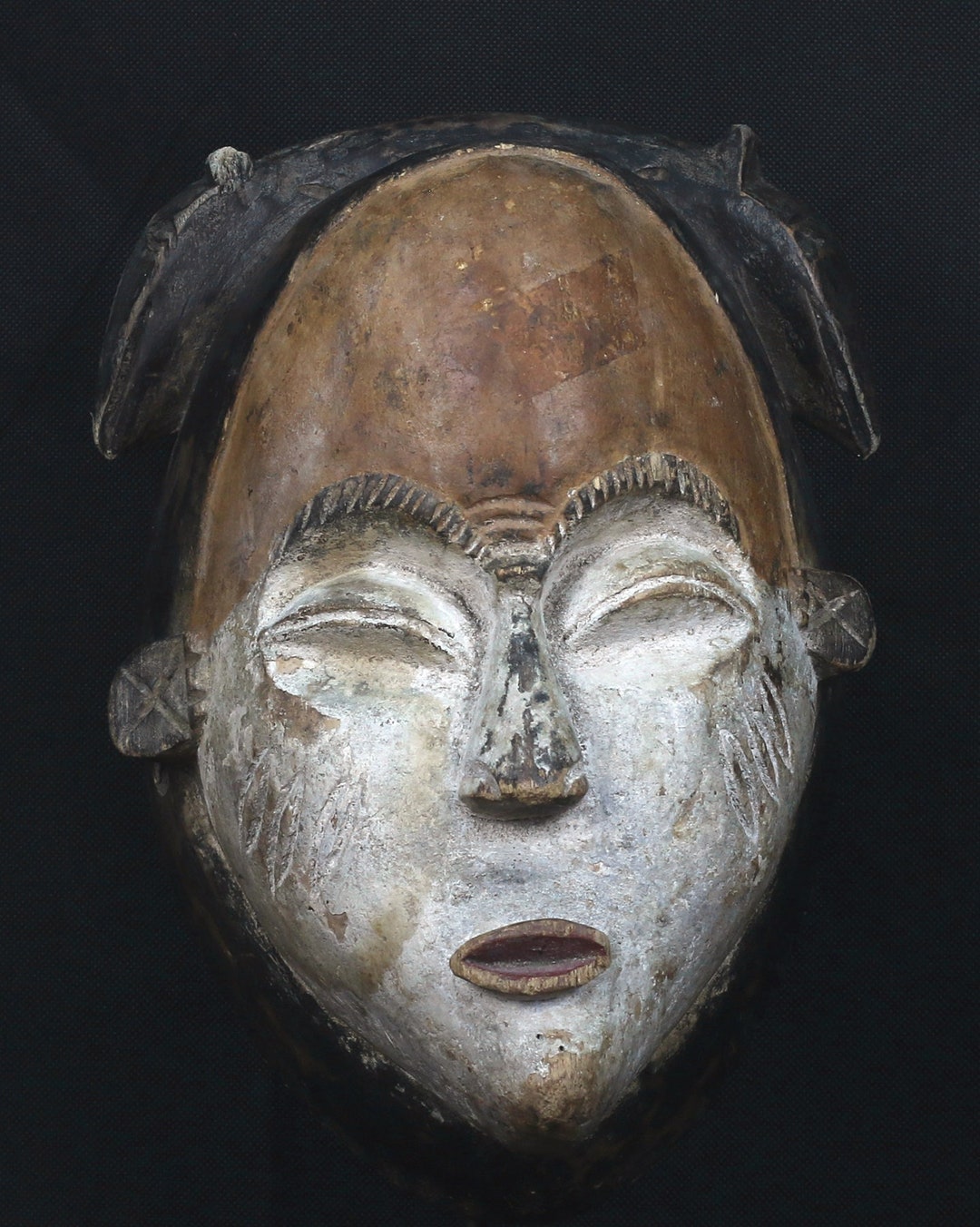 African Mask From Congo. Punu Okuyi People. Africa, 1970 Circa. White ...
