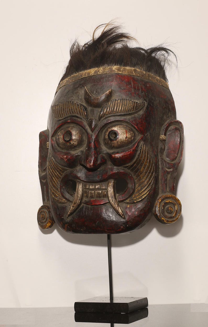 Tibet. Impressive Mahakala Ceremonial Shaman Mask. 1970 Circa. Wooden ...