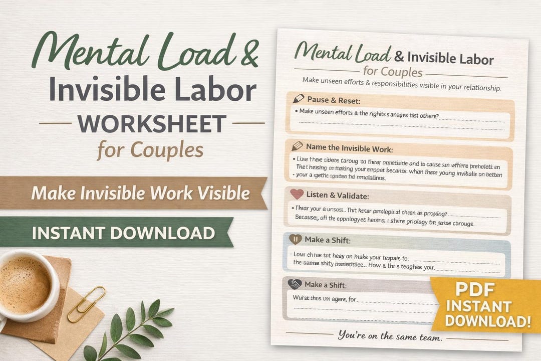 Mental Load Worksheet for Couples | Invisible Labor Relationship Tool ...